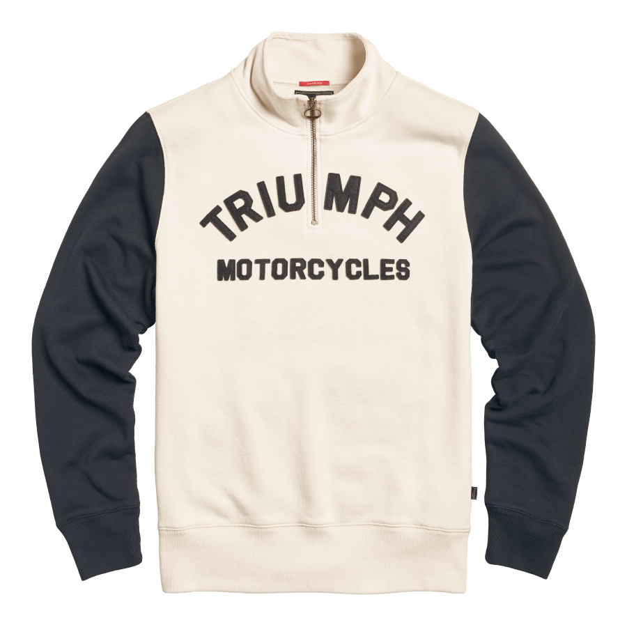 Ribble Quarter Zip Logo Heavyweight Sweatshirt in Bone | Triumph Heritage