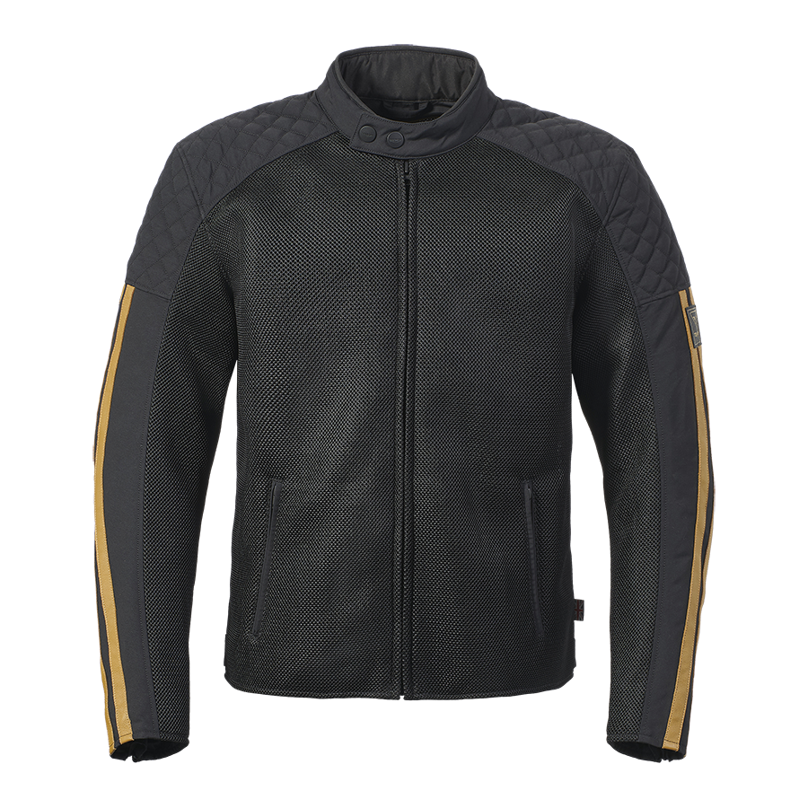 Braddan Retro Mesh Jacket in Black & Gold | Motorcycle Clothing
