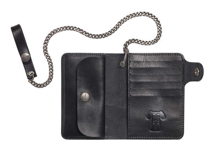 Premium Biker Leather Black Wallet with Chain | Triumph Heritage