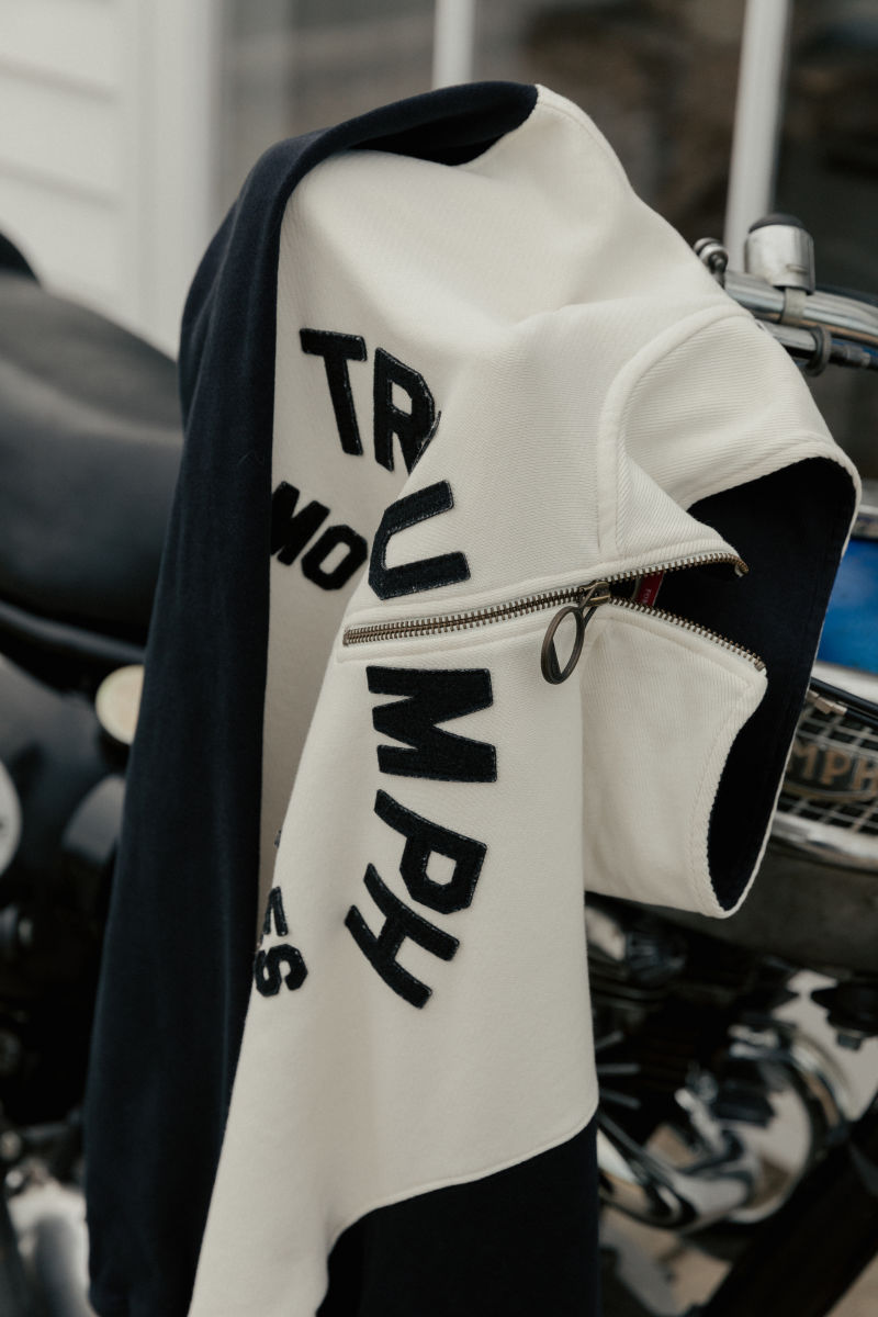 Sweat épais avec logo à col zippé Ribble en noir | Triumph Lifestyle
