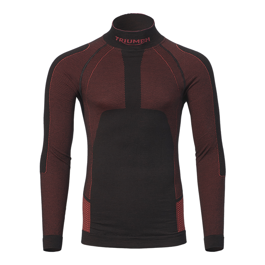 Merino Base Layer Top in Black & Red | Motorcycle Clothing